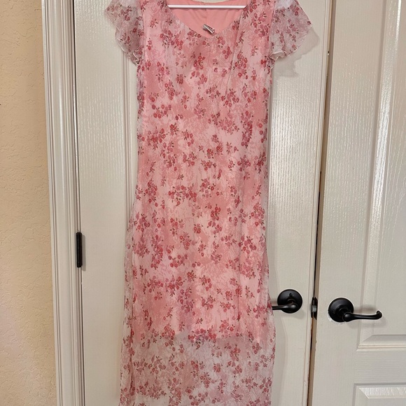 Studio Y | Dresses | Studio Y Pink Floral Midi Dress | Poshmark